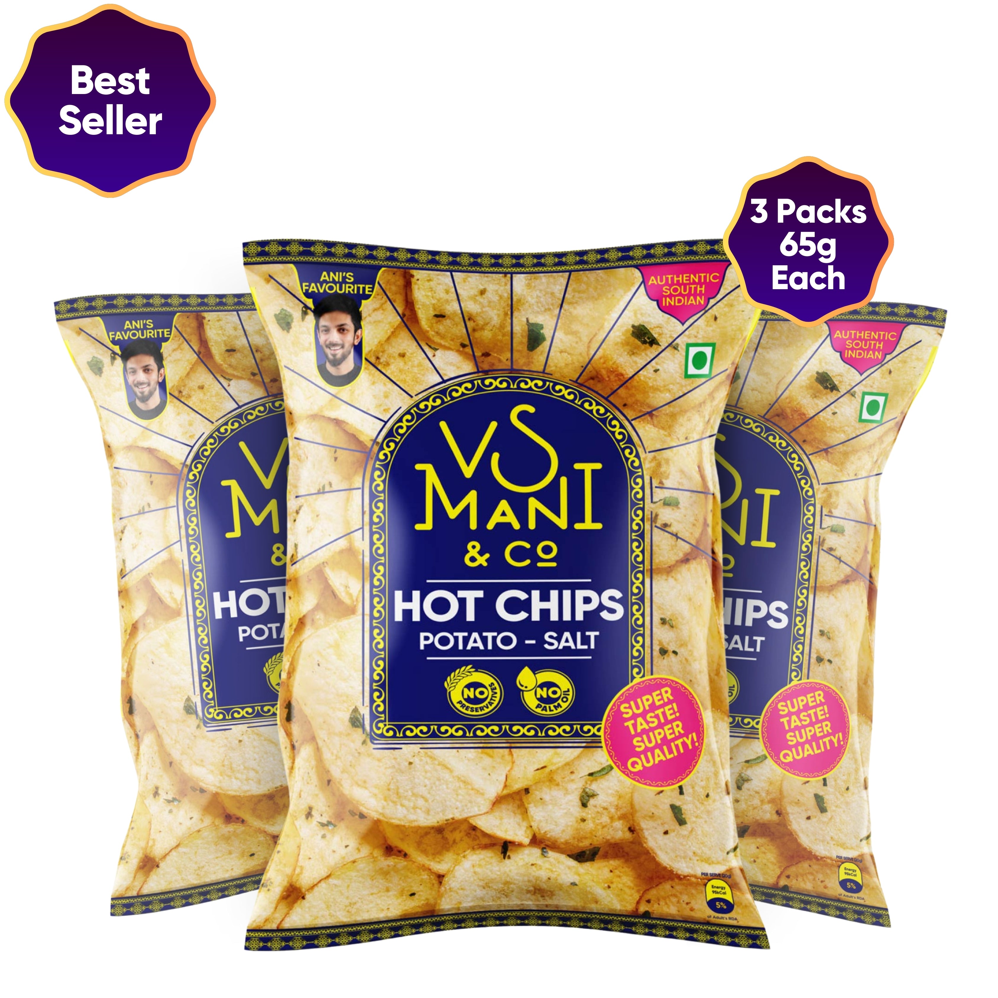 VS Mani & Co. Potato Hot Chips Salt – Classic South Indian Chips
